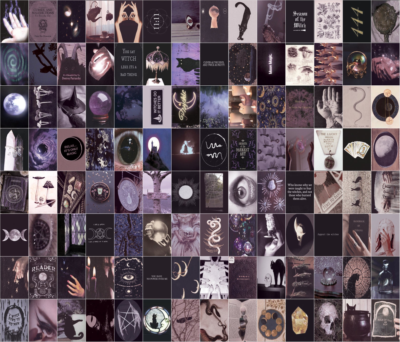 112PCS, Witchy Aesthetic Wall Collage Kit, Black/purple/dark Feminine ...