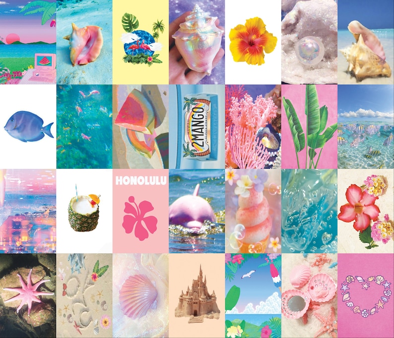 112PCS Tropical Core Beach Aesthetic Decor Pastel Coconut - Etsy