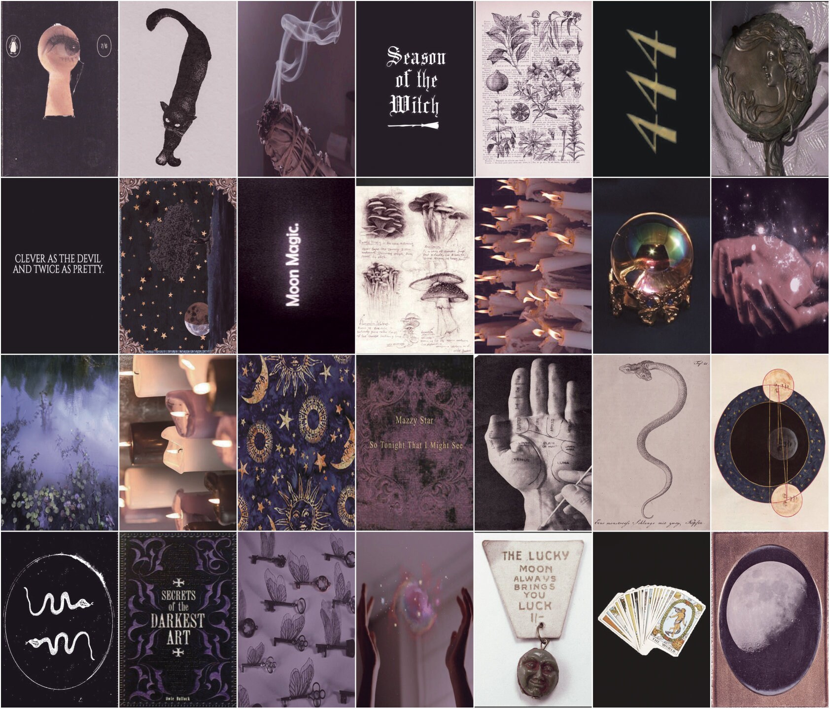 112PCS, Witchy Aesthetic Wall Collage Kit, Black/purple/dark Feminine ...