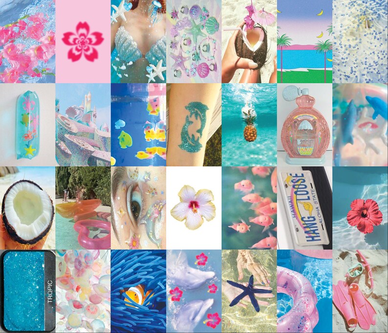 112PCS, Tropical Core Beach Aesthetic Decor, Pastel Coconut Girl ...