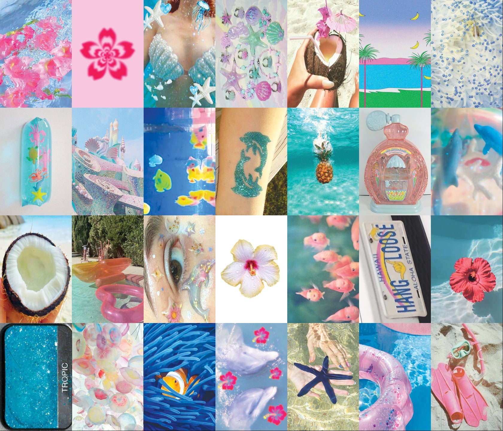 112PCS, Tropical Core Beach Aesthetic Decor, Pastel Coconut Girl ...