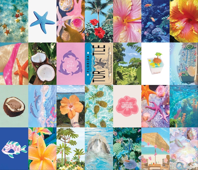 112PCS Tropical Core Beach Aesthetic Decor Pastel Coconut - Etsy