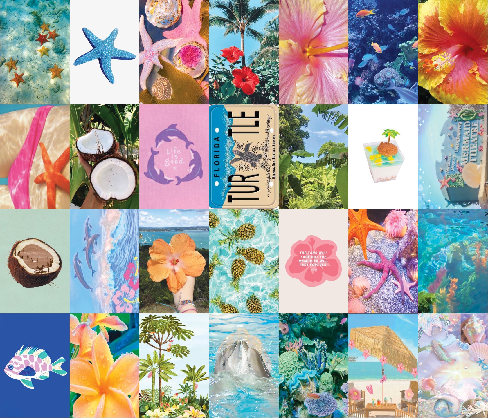 112PCS, Tropical Core Beach Aesthetic Decor, Pastel Coconut Girl ...