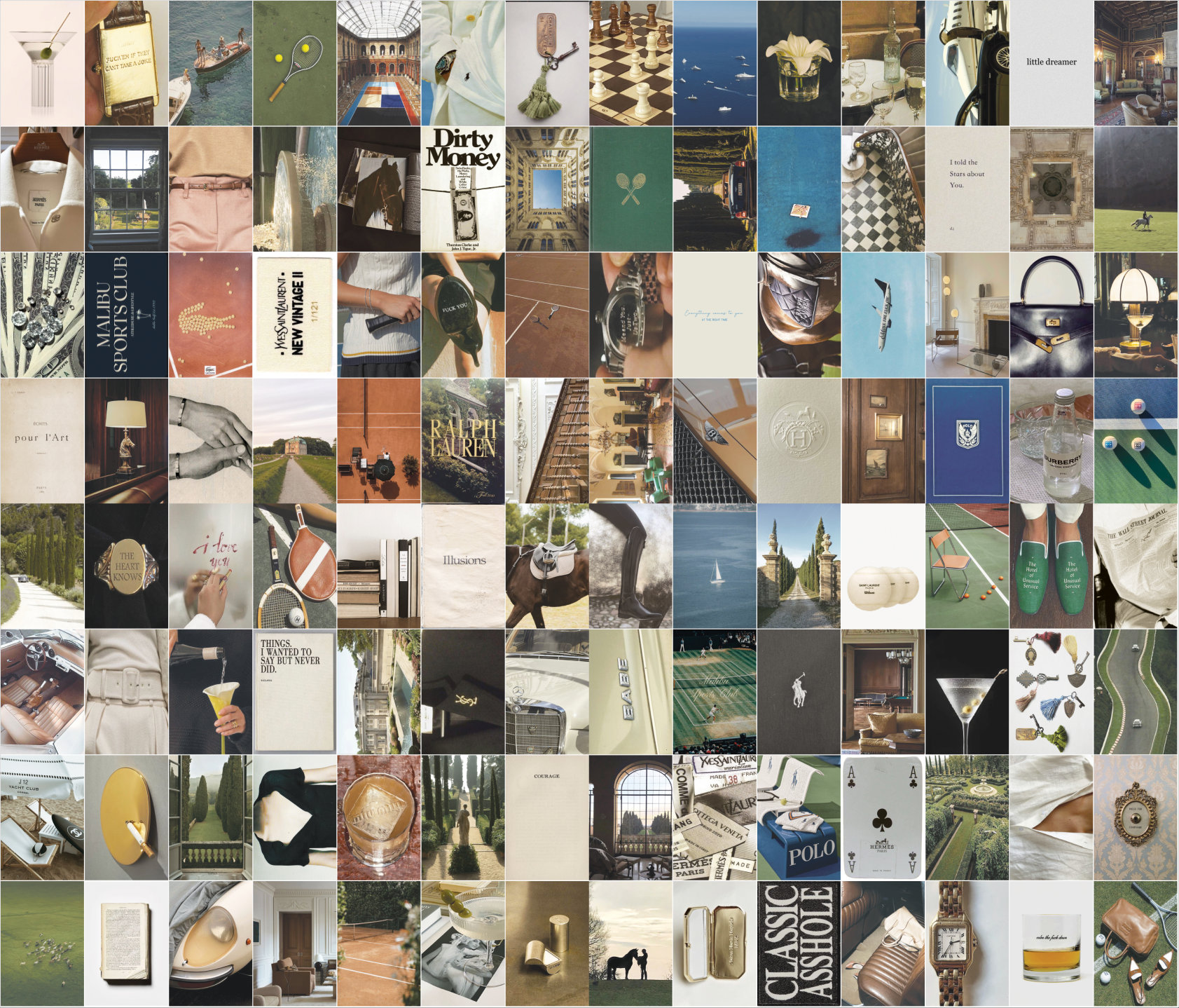 112PCS, Old Money Aesthetic Collage Kit, Preppy Vintage Luxury, Retro ...