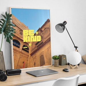 Be Kind Printable Poster, Positive Self Talk Poster, Retro Cityscape ...