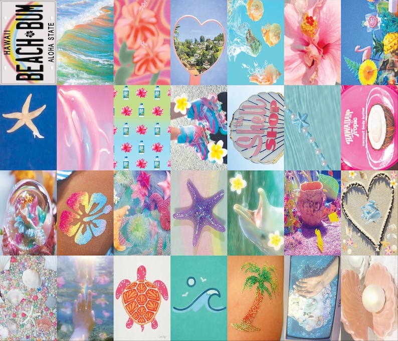 112PCS Tropical Core Beach Aesthetic Decor Pastel Coconut - Etsy