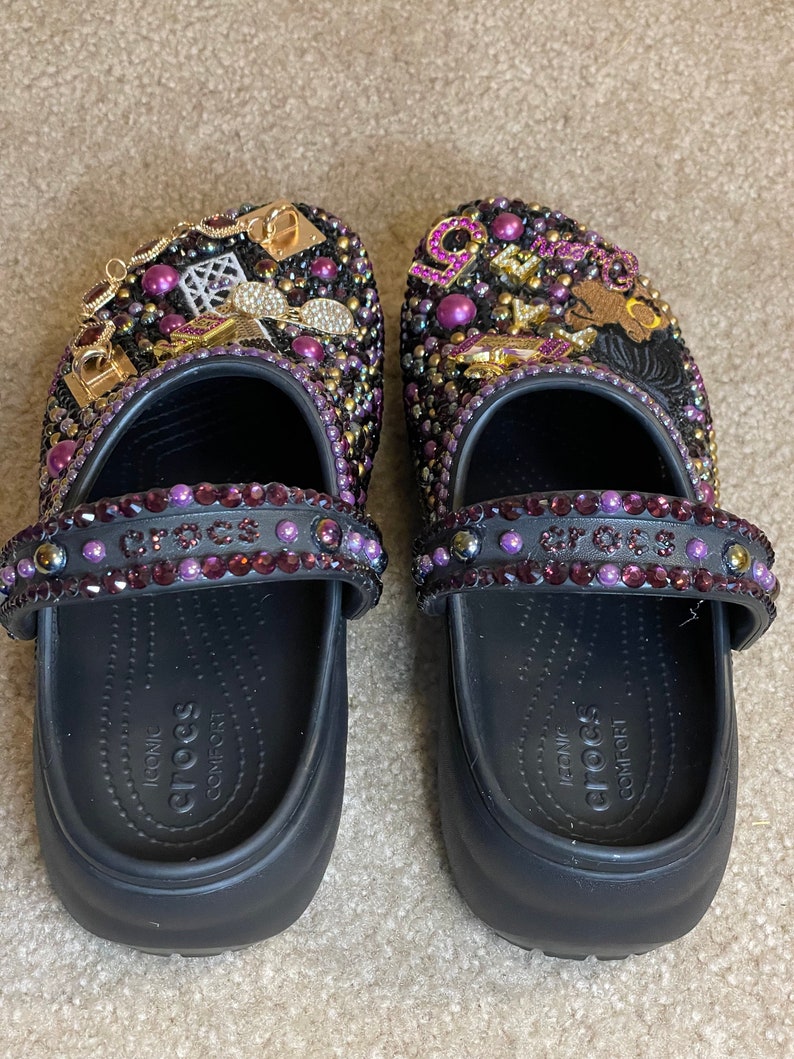 Women's Blinged Crocs blk Queen Purple Royalty - Etsy
