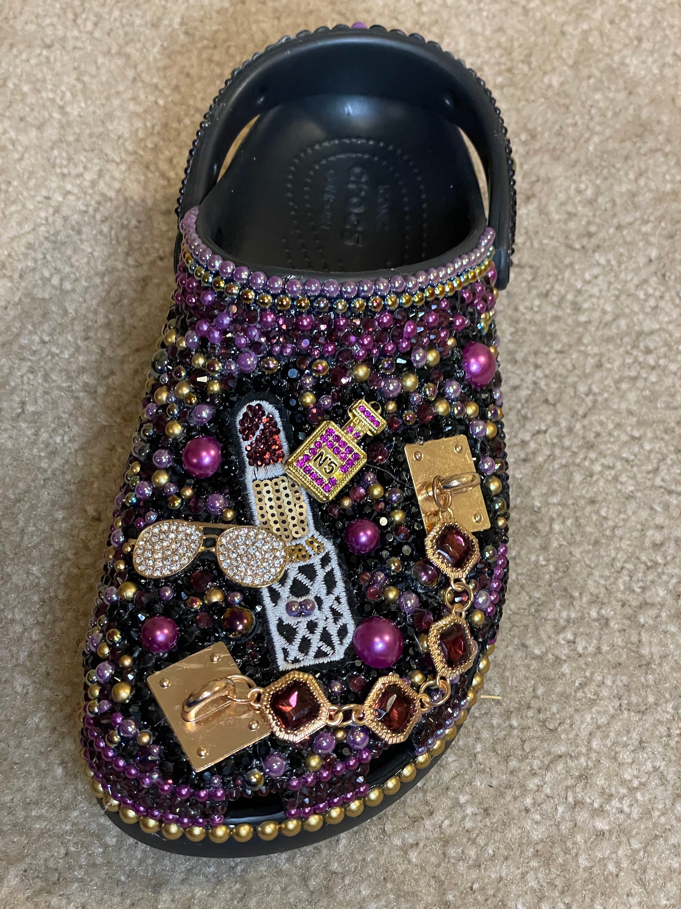 Women's Blinged Crocs blk Queen Purple Royalty - Etsy