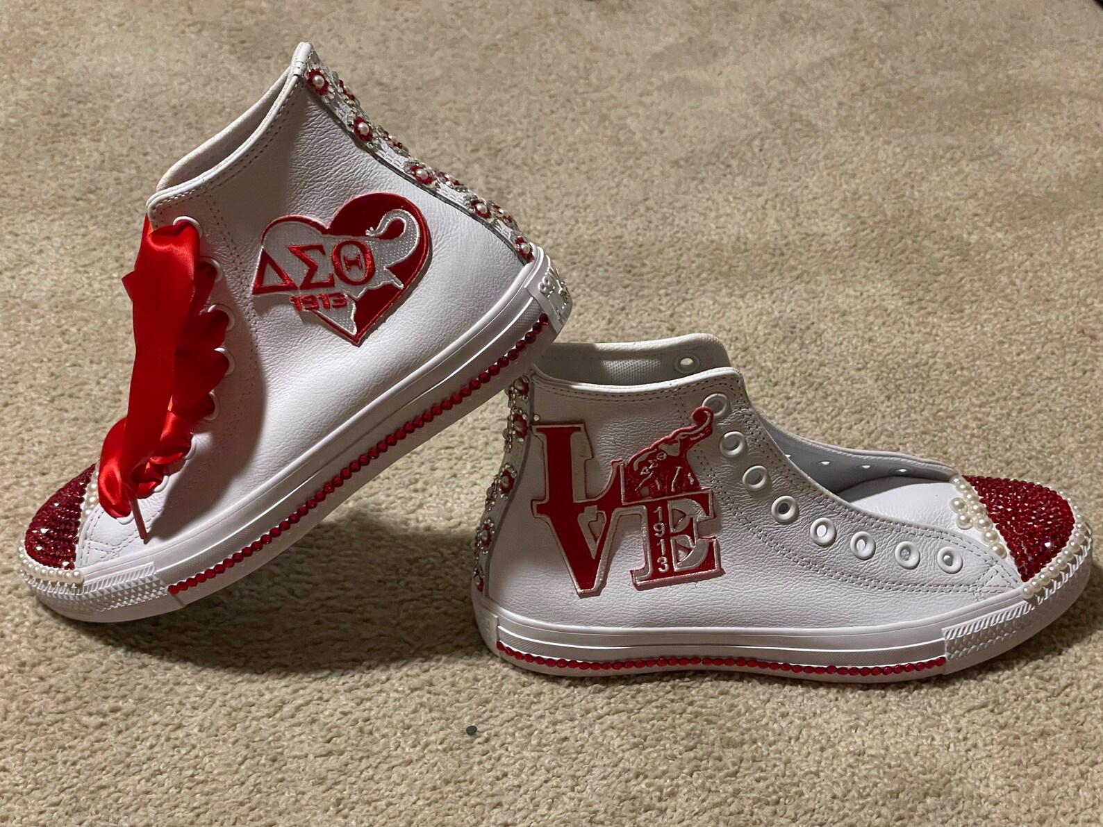 Women's Blinged Out Leather Converse delta - Etsy