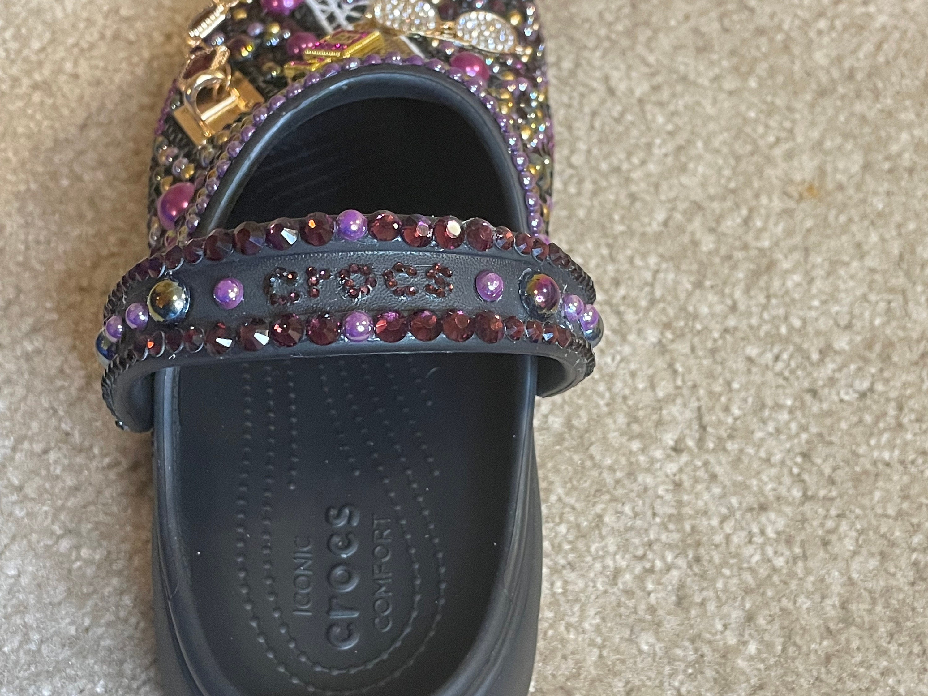 Women's Blinged Crocs blk Queen Purple Royalty - Etsy