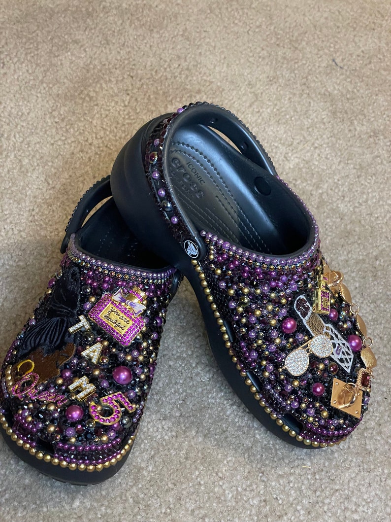 Women's Blinged Crocs- "blk Queen Purple Royalty" - Etsy