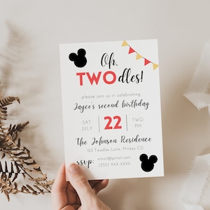 Mickey Mouse Invitation, Mickey Mouse 2nd Birthday Invitation Printable ...