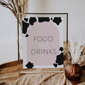 Food and Drinks Cow Print Sign, Party Supplies, Farm Theme Birthday ...