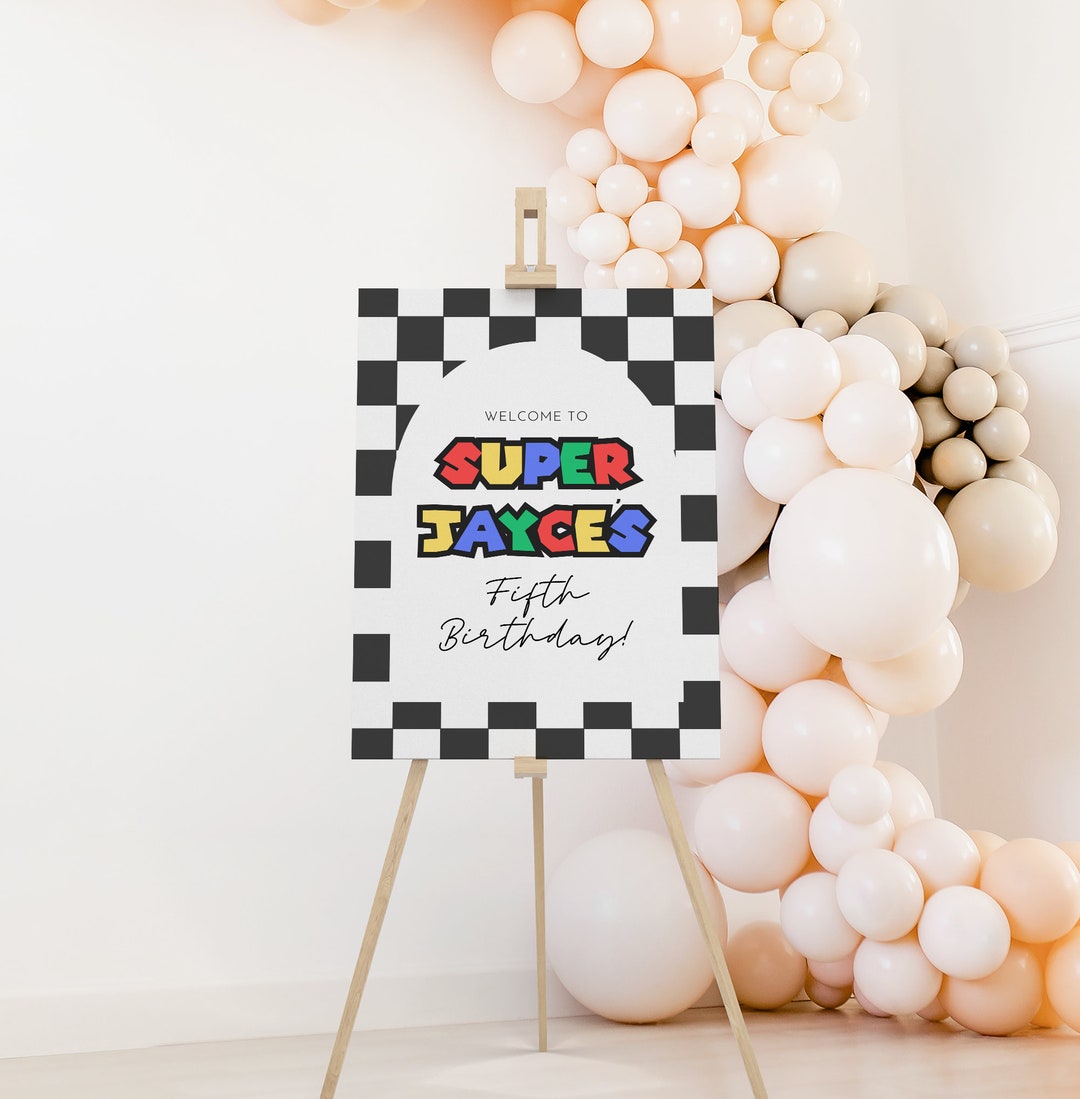 Super Mario Welcome Sign, Mario Bros Modern Sign, Mario Welcome Poster ...