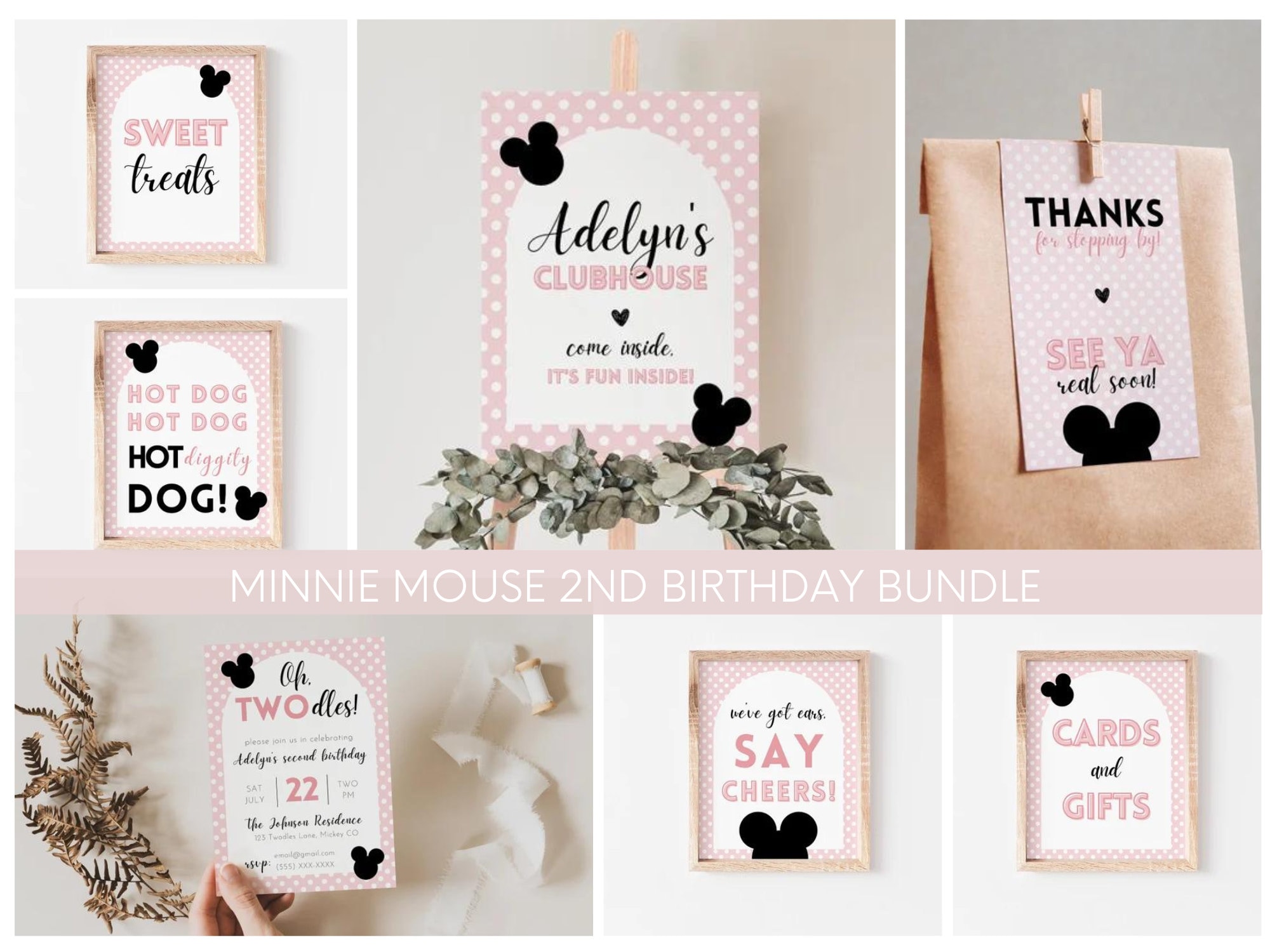 Minnie Mouse Party Bundle Minnie Mouse Invitation Template - Etsy