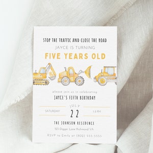Construction Birthday Party Invitation Template, Construction ...
