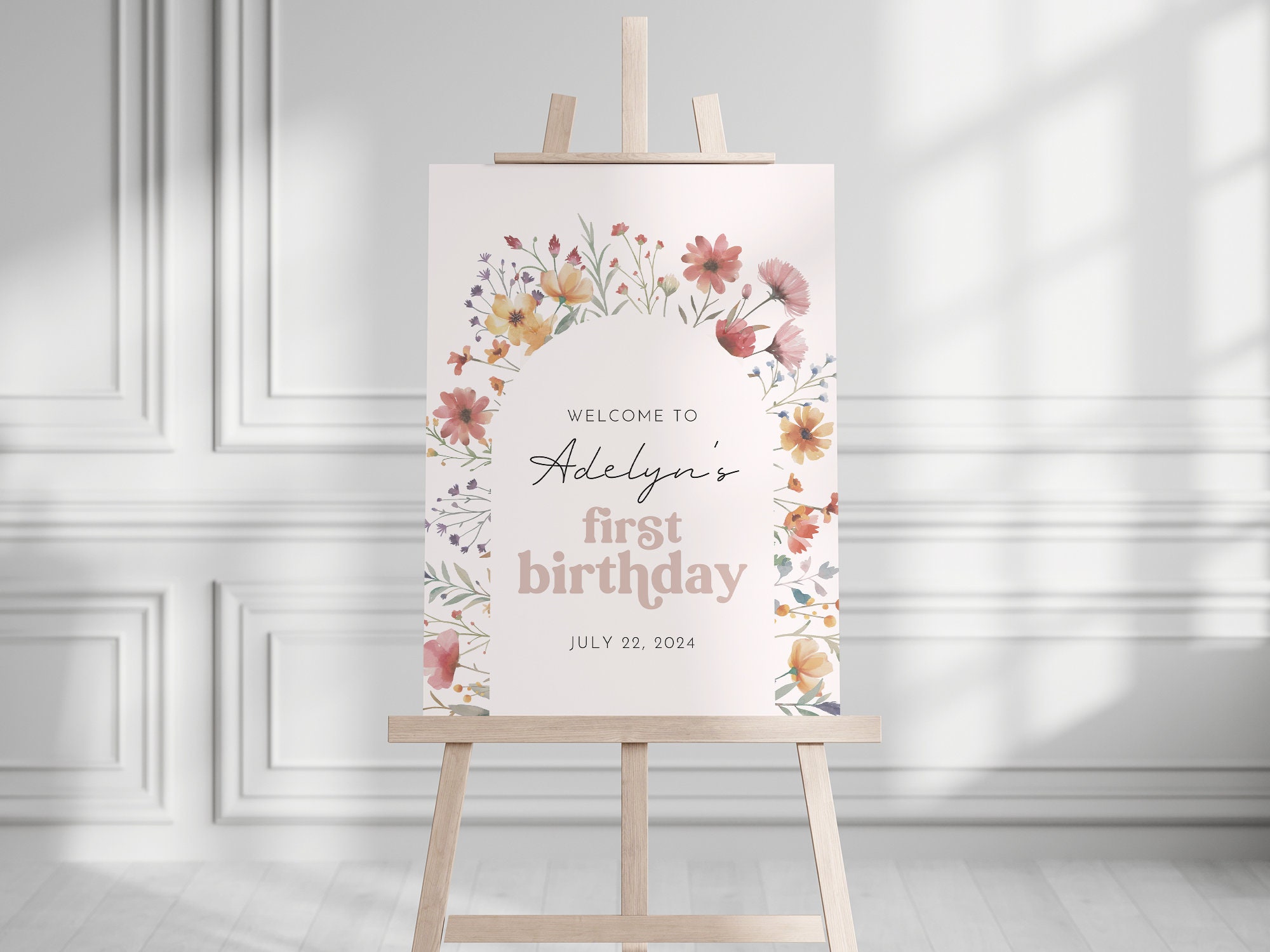 Editable Wildflower Welcome Sign, Little Wildflower Birthday Sign, Boho ...