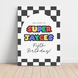 Super Mario Welcome Sign, Mario Bros Modern Sign, Mario Welcome Poster ...