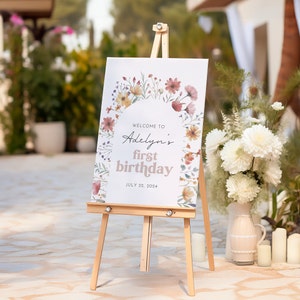 Editable Wildflower Welcome Sign, Little Wildflower Birthday Sign, Boho ...