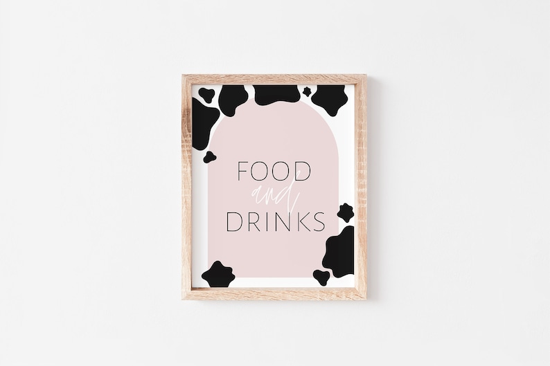 Food and Drinks Cow Print Sign Party Supplies Farm Theme - Etsy