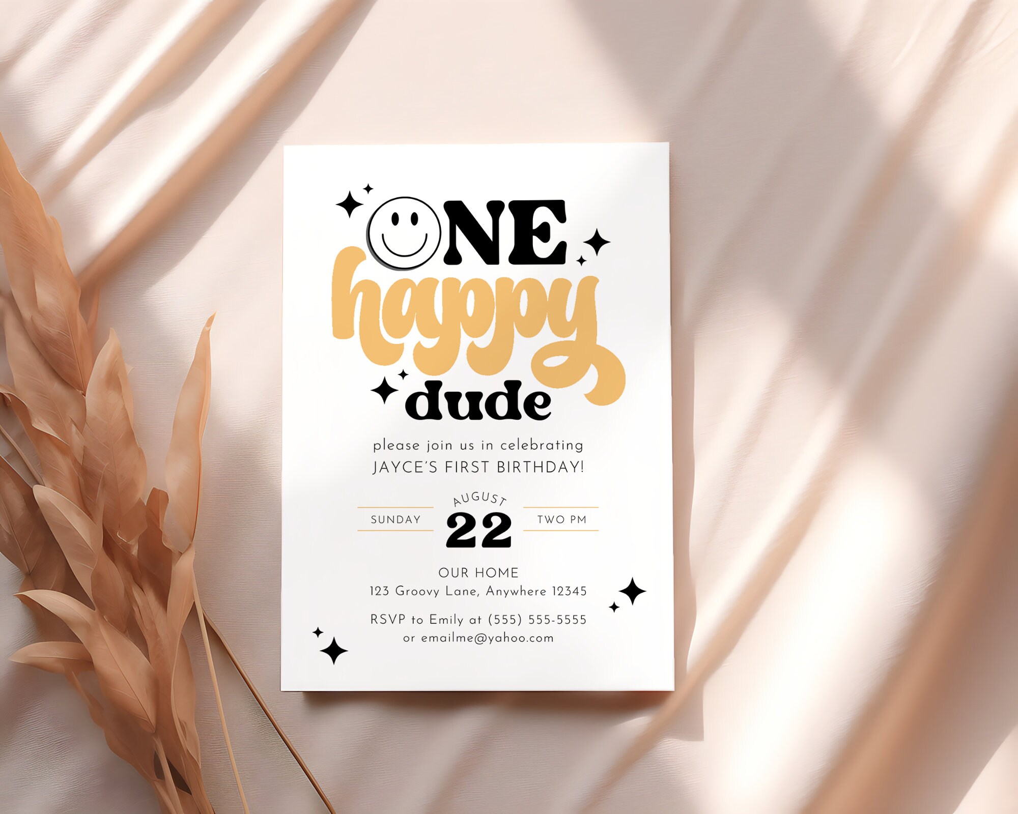 One Happy Dude Birthday Invitation, Digital One Happy Dude Editable ...