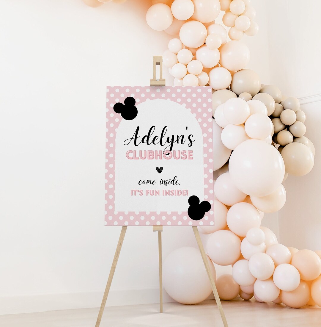 Minnie Mouse Pink Welcome Sign, Minnie Mouse Pink Welcome Board, Minnie ...