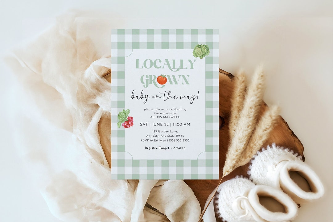 Locally Grown Baby Shower Invitation, Farmers Market Baby Shower ...