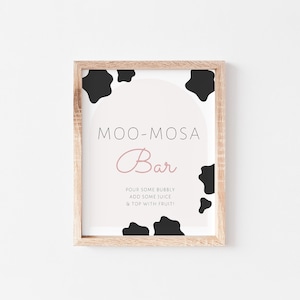 Mimosa Bar Cow Print Sign, Farm Theme Birthday Party, Farm Animal Party ...