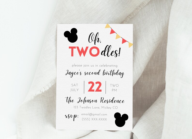 Mickey Mouse Invitation Mickey Mouse 2nd Birthday Invitation - Etsy