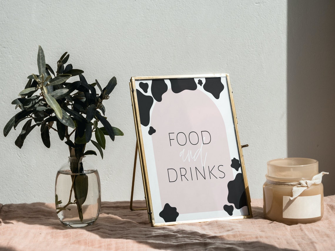 Food and Drinks Cow Print Sign Party Supplies Farm Theme - Etsy