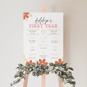 Groovy One Milestone Poster 1st Birthday, Printable Groovy Birthday ...