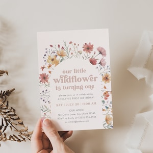 Editable Wildflower Birthday Invitation, Little Wildflower Birthday ...