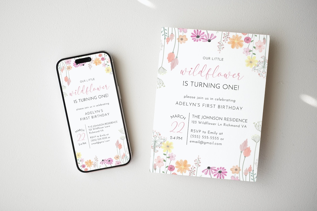 Editable Wildflower Birthday Invitation, Little Wildflower Birthday ...