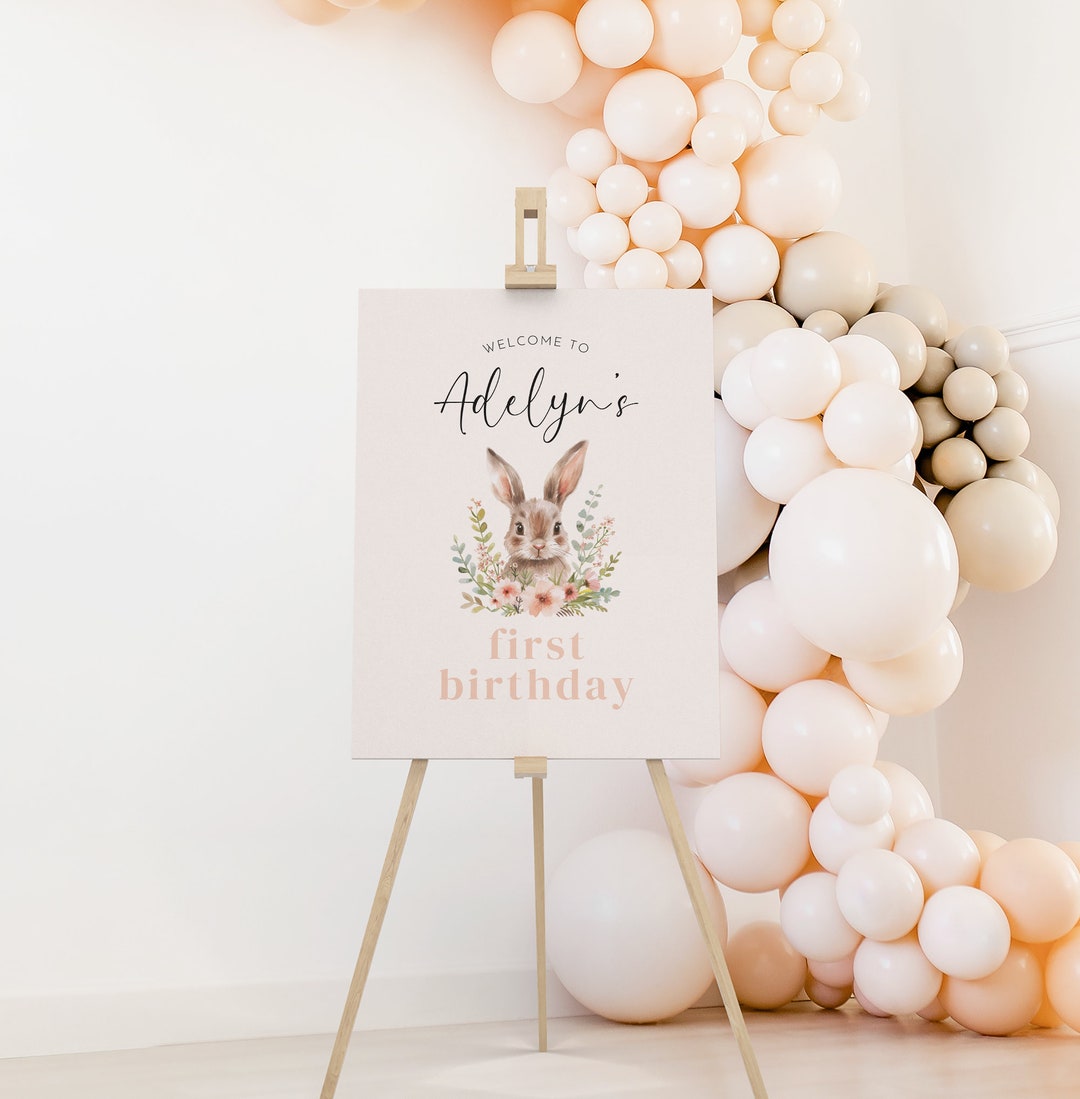 Some Bunny is One Welcome Sign, Some Bunny Flowers First Birthday ...