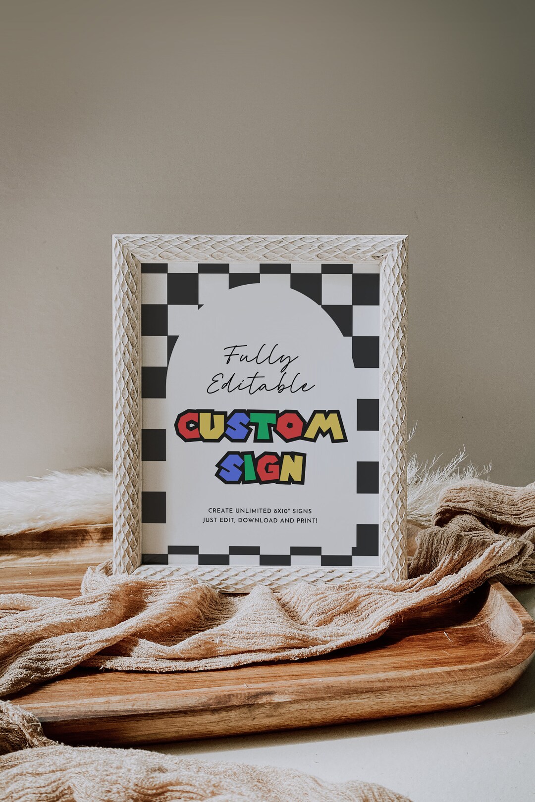 Super Mario Editable Sign, Mario Bros Modern Sign, Mario Table Sign ...