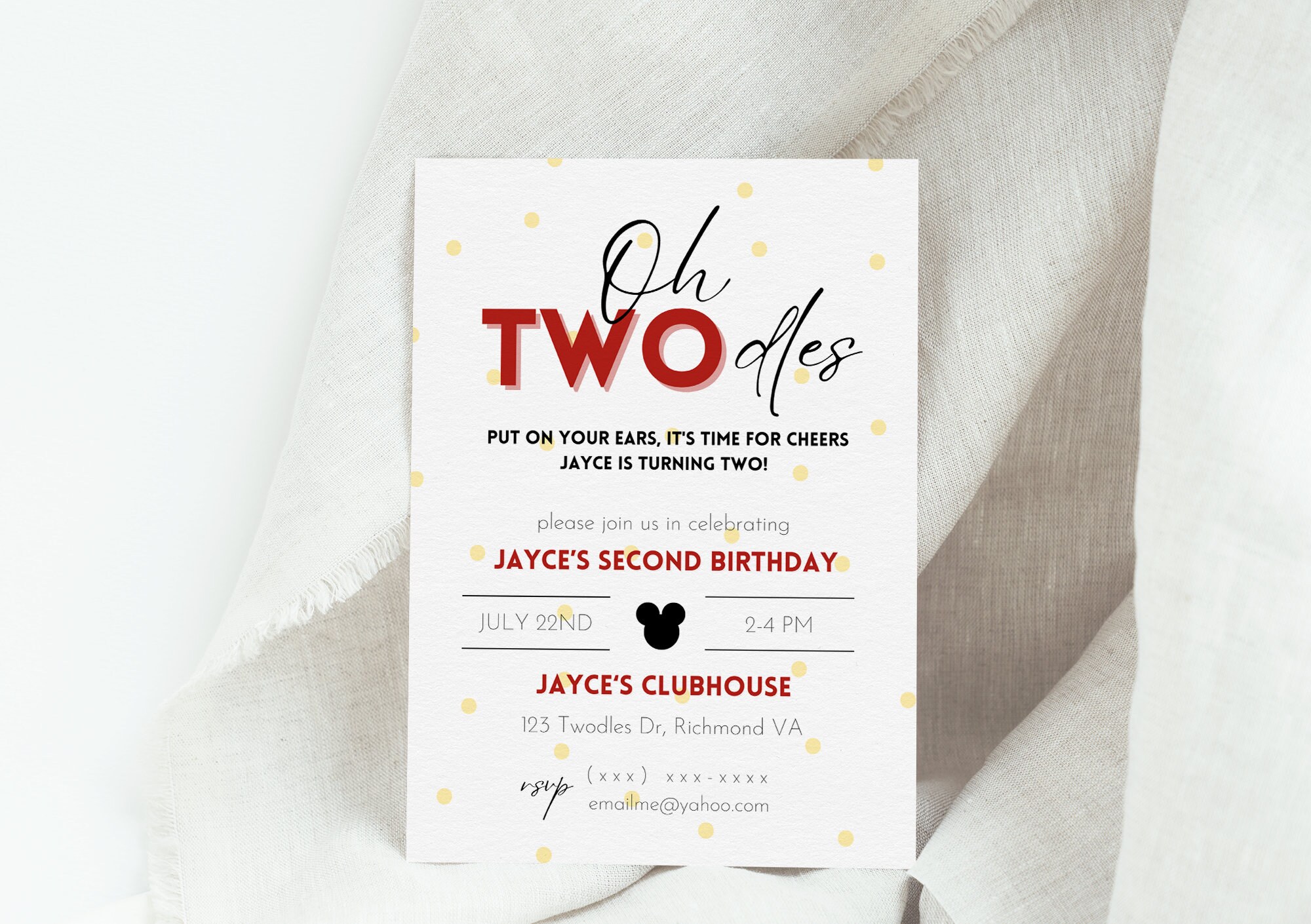 Mickey Mouse Invitation Mickey Mouse 2nd Birthday Invitation - Etsy