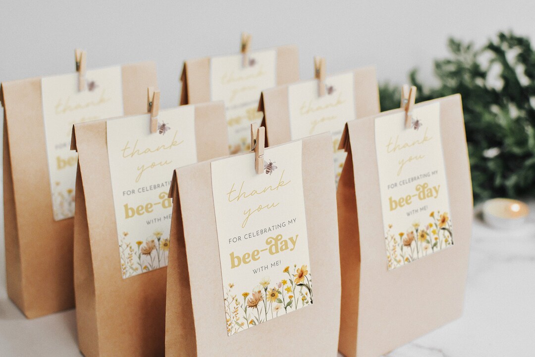 Bee Birthday Favor Tag, Bee 1st Birthday Thank You Tag, 1st Bee Day Tag ...