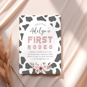 Girl 1st Rodeo Birthday Invitation Template, Our Little Cowgirl is One ...