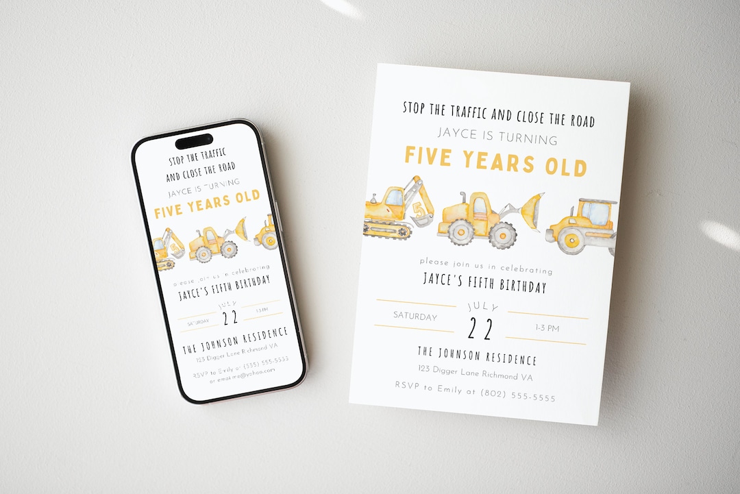 Construction Birthday Party Invitation Template, Construction ...