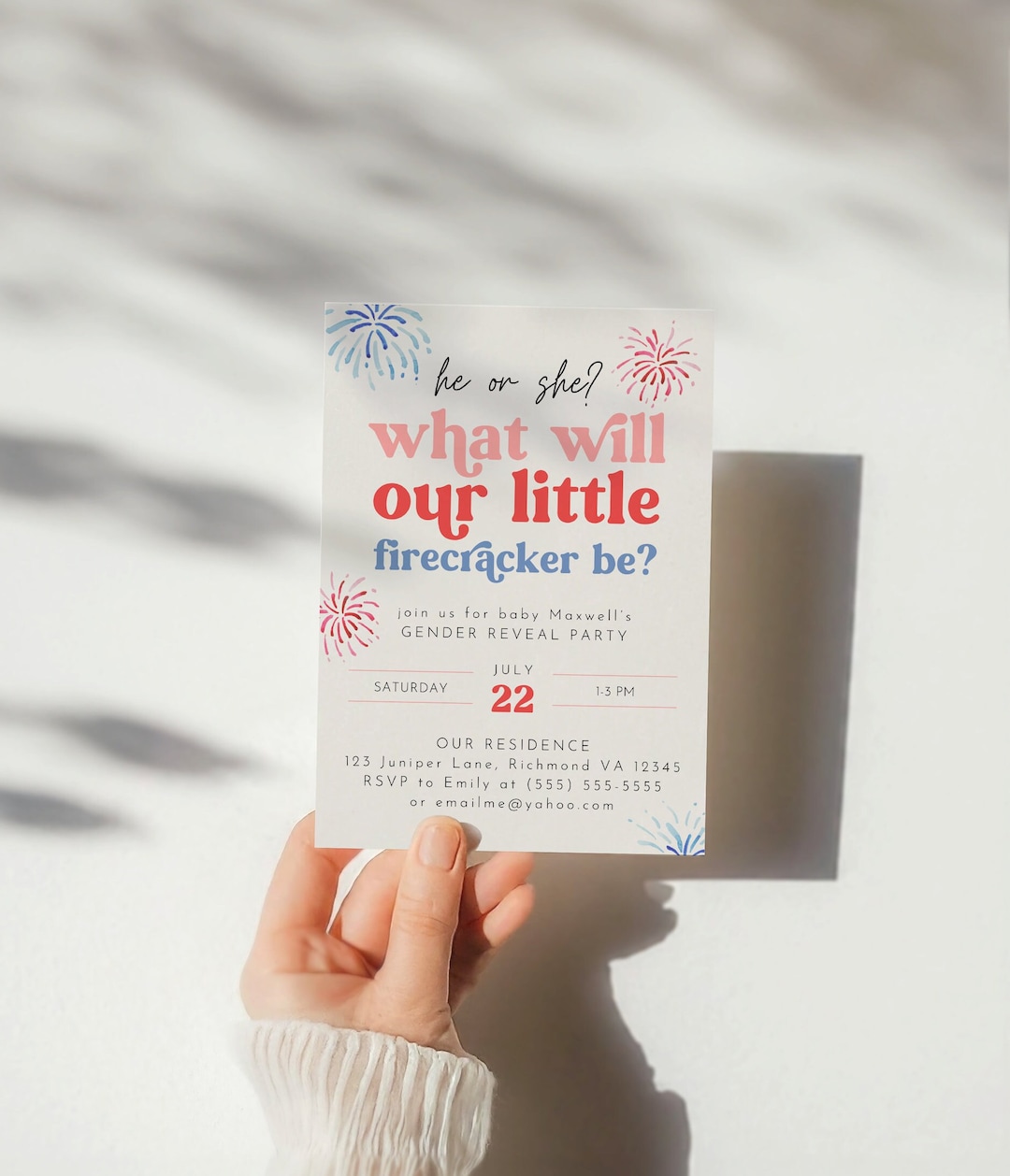 4th of July Gender Reveal Invitation Template, Red White and Due Gender ...