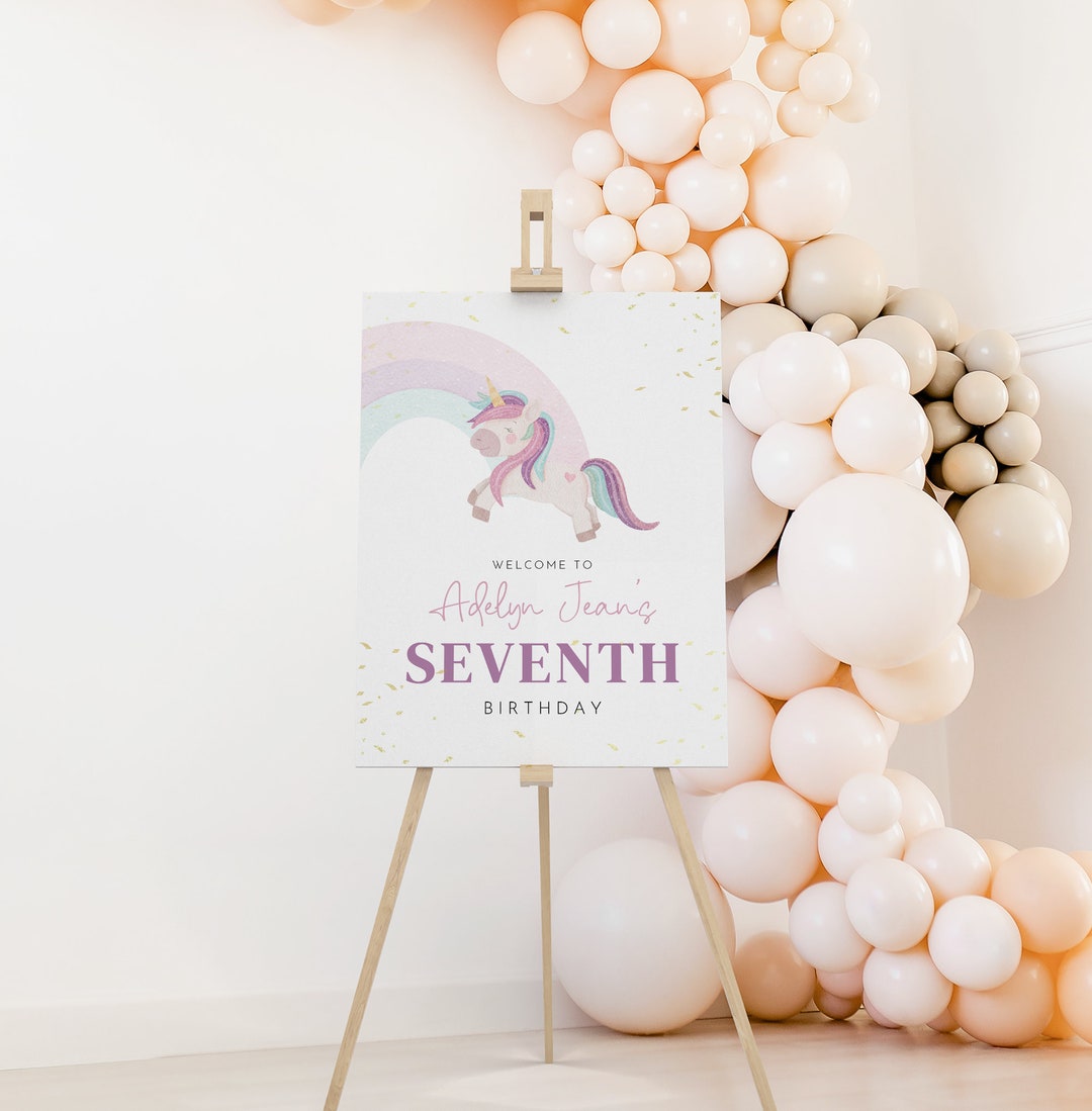 Unicorn Welcome Sign, Unicorn Birthday Welcome Sign, Modern, Simple ...
