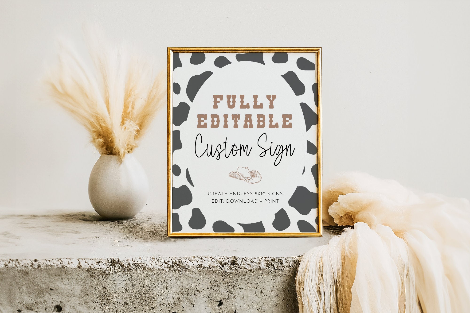 Editable 1st Rodeo Birthday Sign Template, Our Little Cowboy is One ...