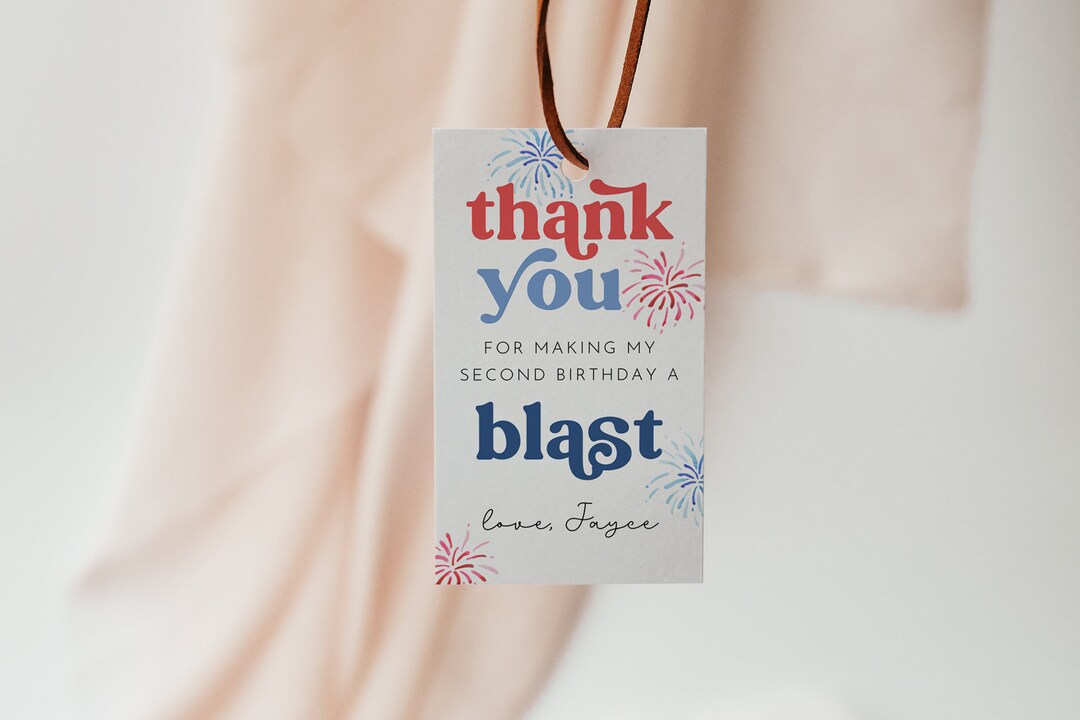 Red White and Two Favor Tag, 4th of July Patriotic Thank You Tag, 4th ...