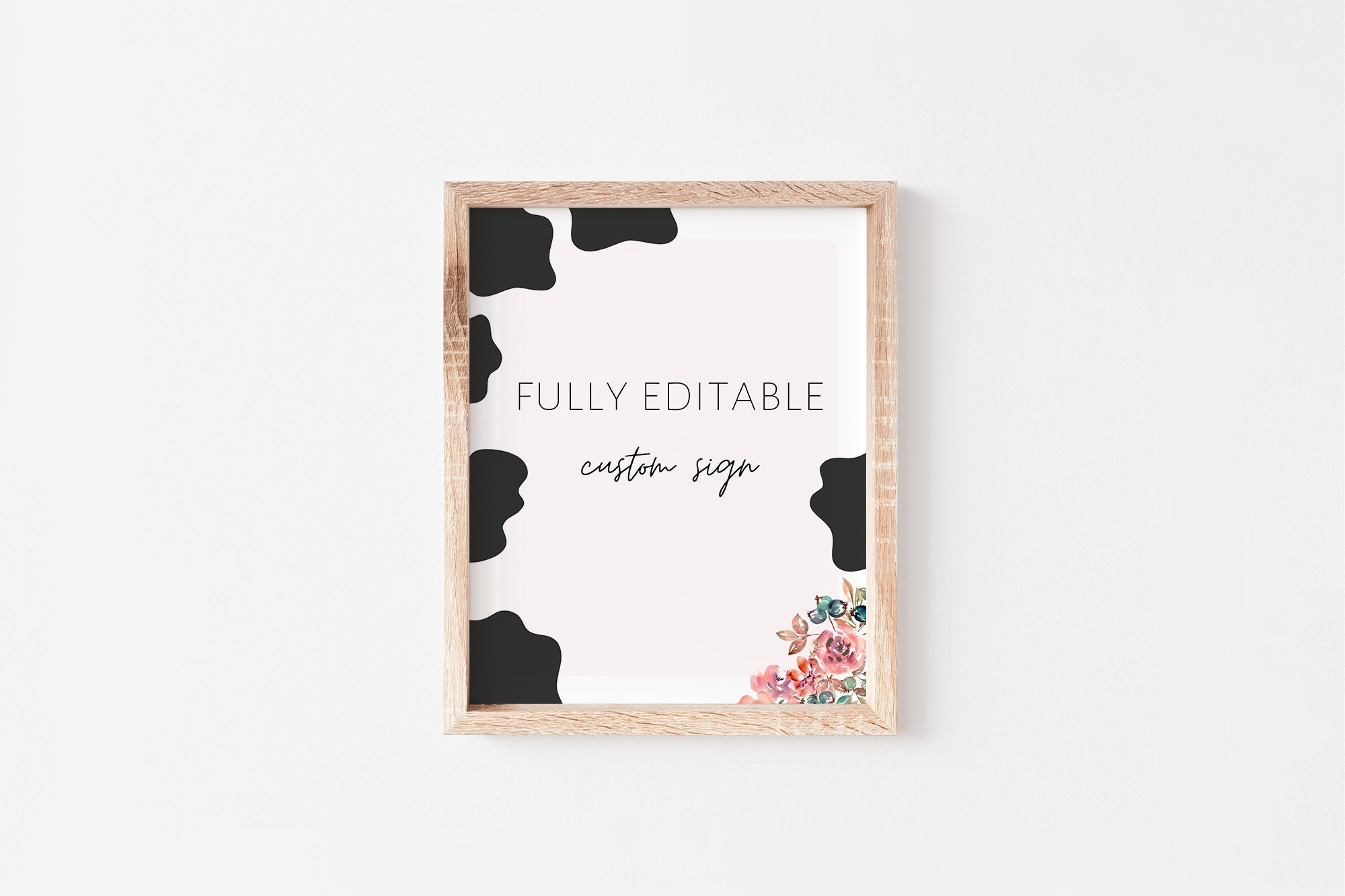 Cow Print Custom Sign Template Holy Cow I'm One Custom - Etsy