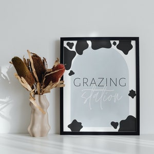 Grazing Station Cow Print Sign, Boy Birthday, Farm Theme Birthday ...