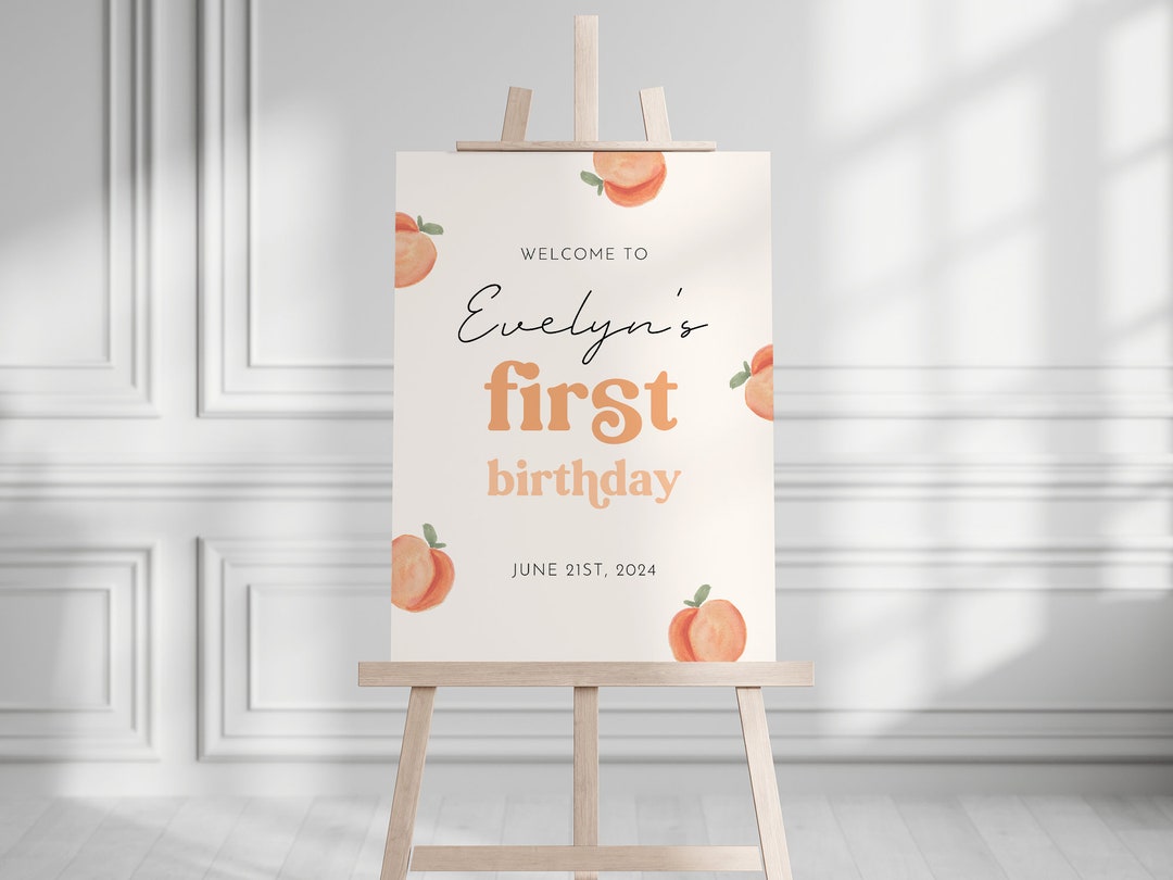 One Sweet Peach Welcome Sign, Peach Birthday Sign, Girls First Birthday ...