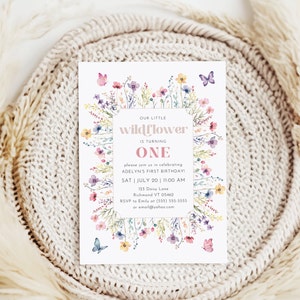 Editable Wildflower Birthday Invitation, Little Wildflower Birthday ...