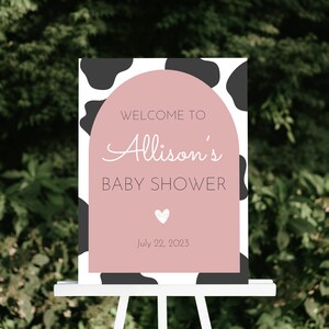 Editable Cow Print Welcome Sign, Cow Print Baby Shower Poster, Cow ...