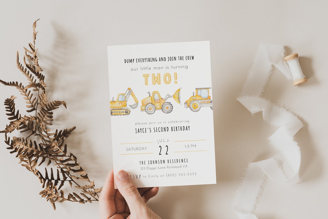 Construction Birthday Party Invitation Template, Construction ...