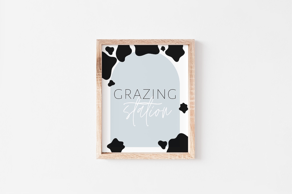 Grazing Station Cow Print Sign Boy Birthday Farm Theme - Etsy